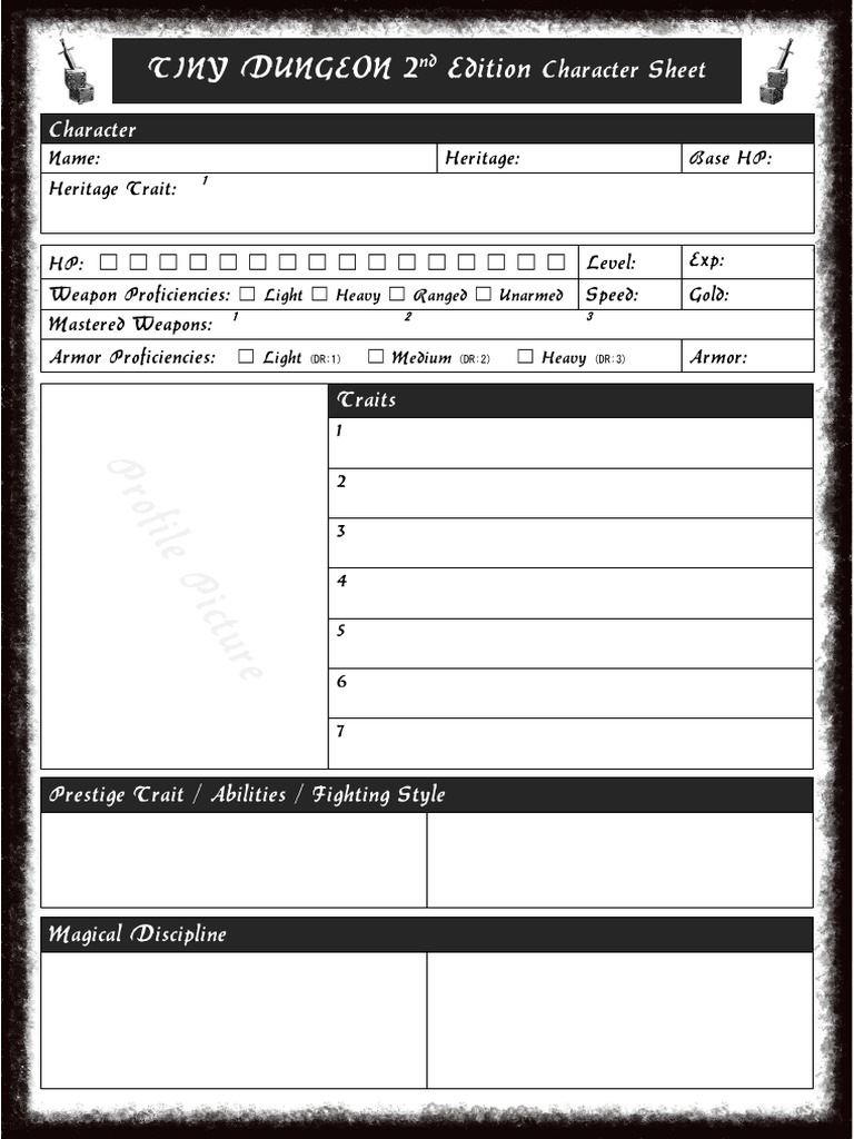 TD2e CustomCharacter Sheet | PDF | Role Playing Games | Role Playing ...