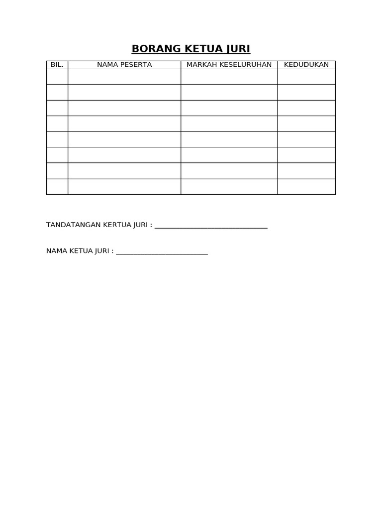 Borang Ketua Juri | PDF