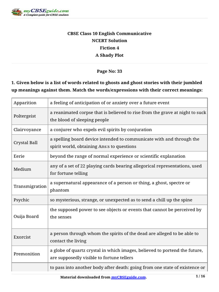 10_english_ncert_interact_in_english_fiction_ch04_a_shaddy_plot_ques (1) | PDF | Ghosts | Paranormal