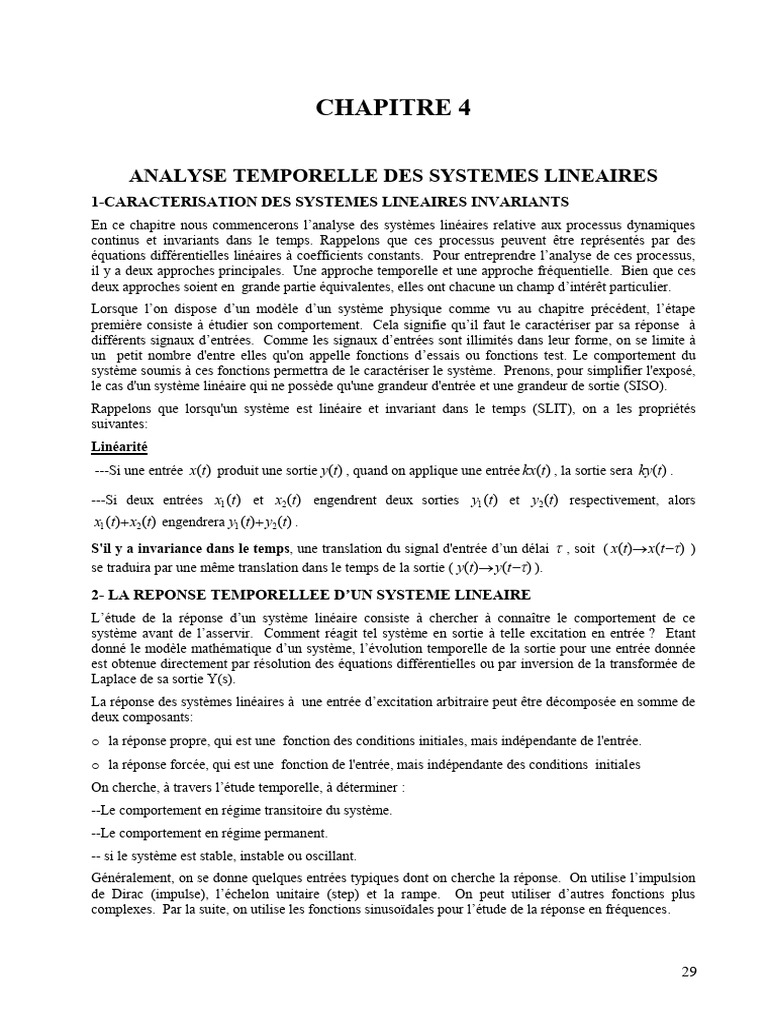 Analyse Temporelle des Systèmes Linéaires | PDF | Transformation de Laplace | Zéro d'une fonction
