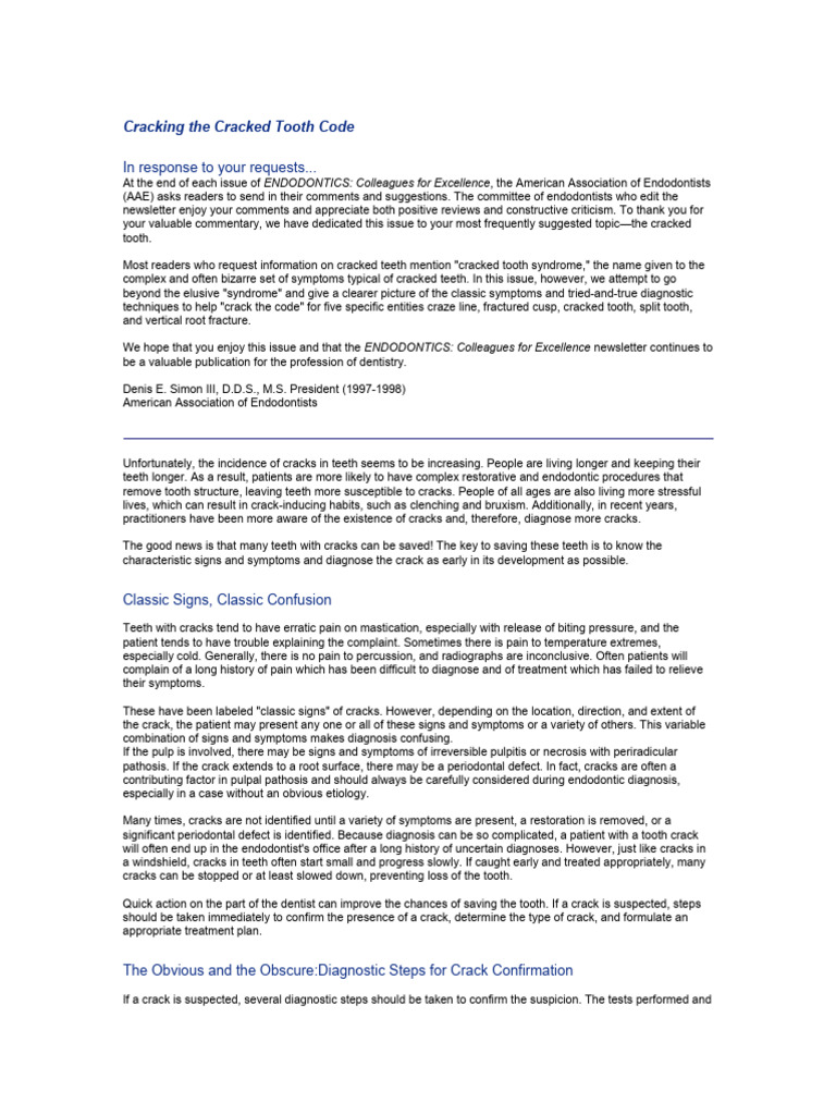 Cracking-the-Cracked-Tooth-Code | PDF | Dental Anatomy | Human Tooth