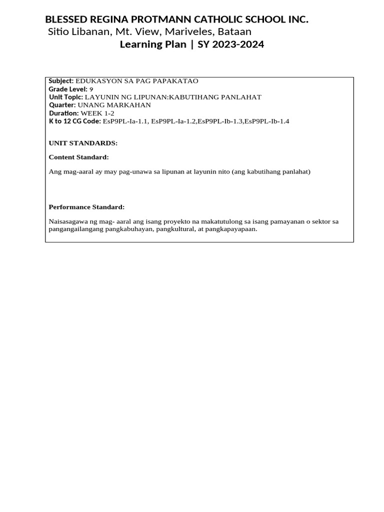 LEARNING-PLAN-ESP9 | PDF