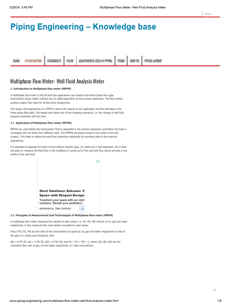 Multiphase Flow Meter- Well Fluid Analysis Meter | PDF | Flow Measurement | Fluid Dynamics