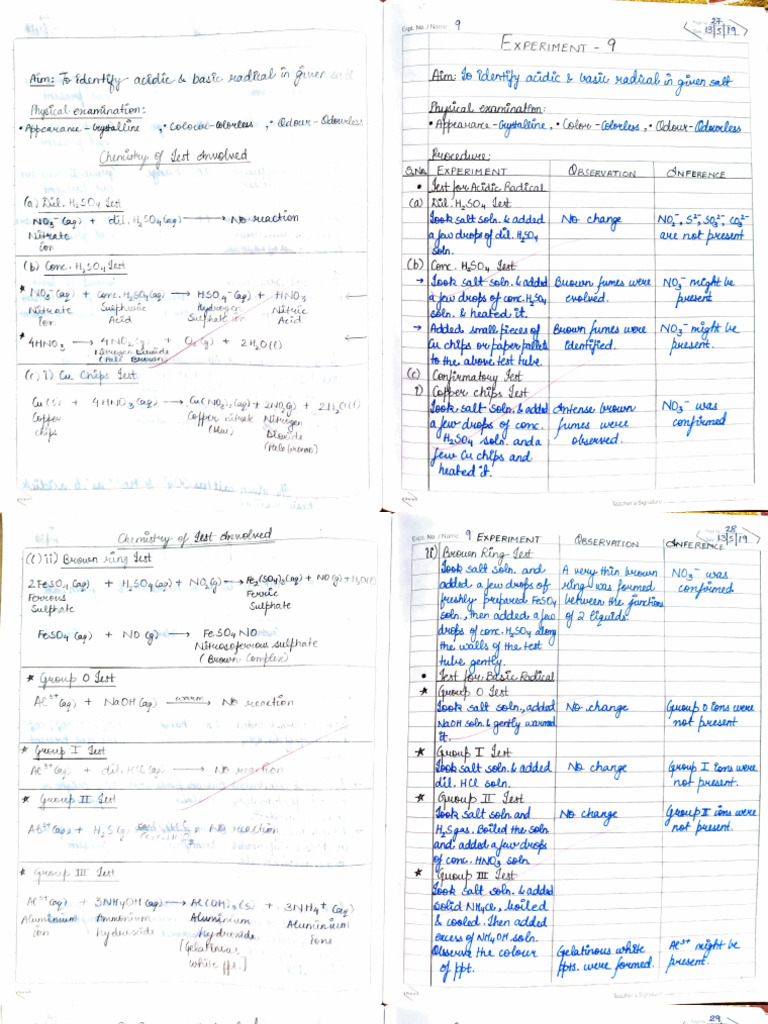 class 12 chemistry practical exp9 to 16 | PDF | Chemical Compounds | Chemical Substances