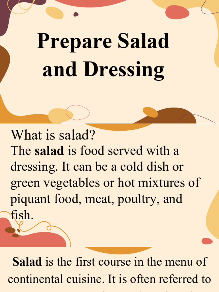 Salad Preparation and Types Guide | PDF | Salad | Cuisine