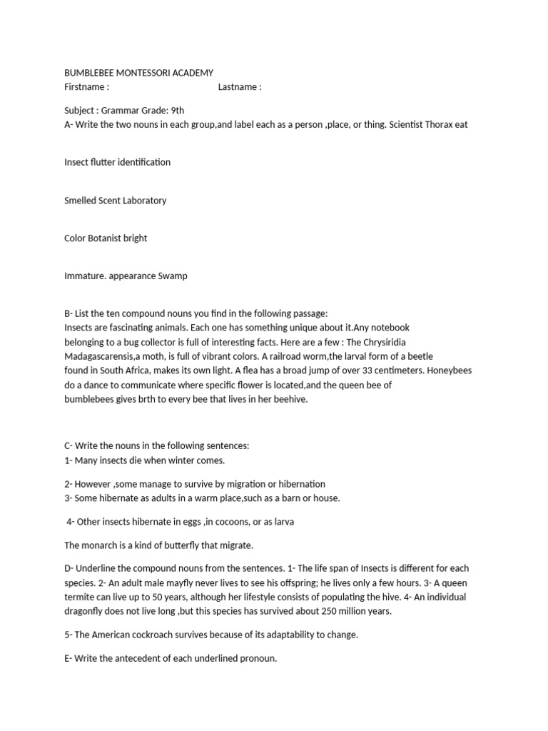 Grammar 9TH Grade December 2024 | PDF