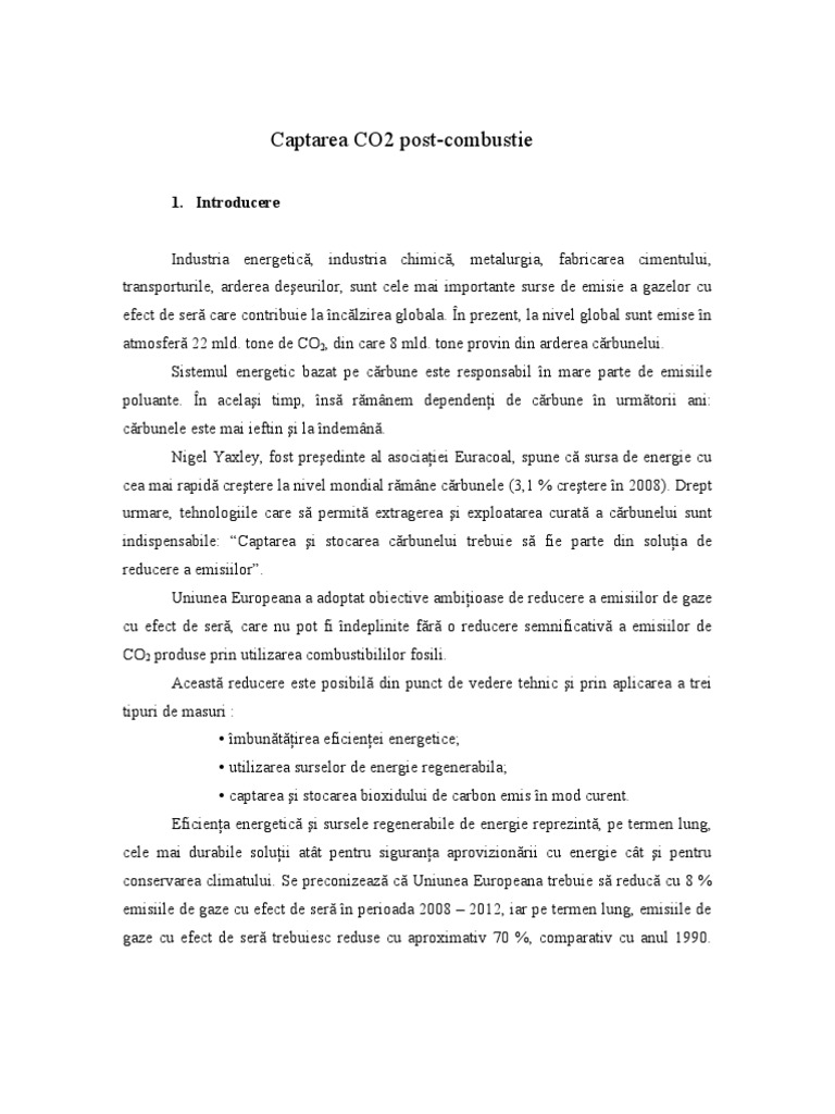 Captarea CO2 Post-Combustie2. | PDF