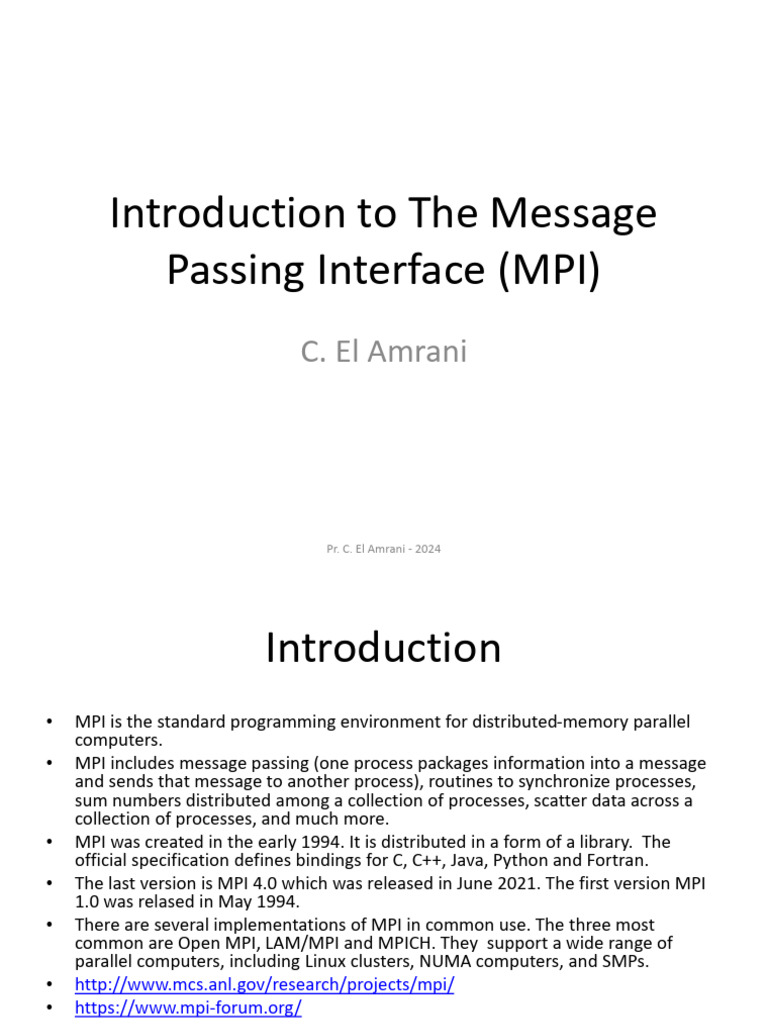 Introduction MPI - Chap2 - Slide 3 | PDF | Message Passing Interface | Operating System Technology