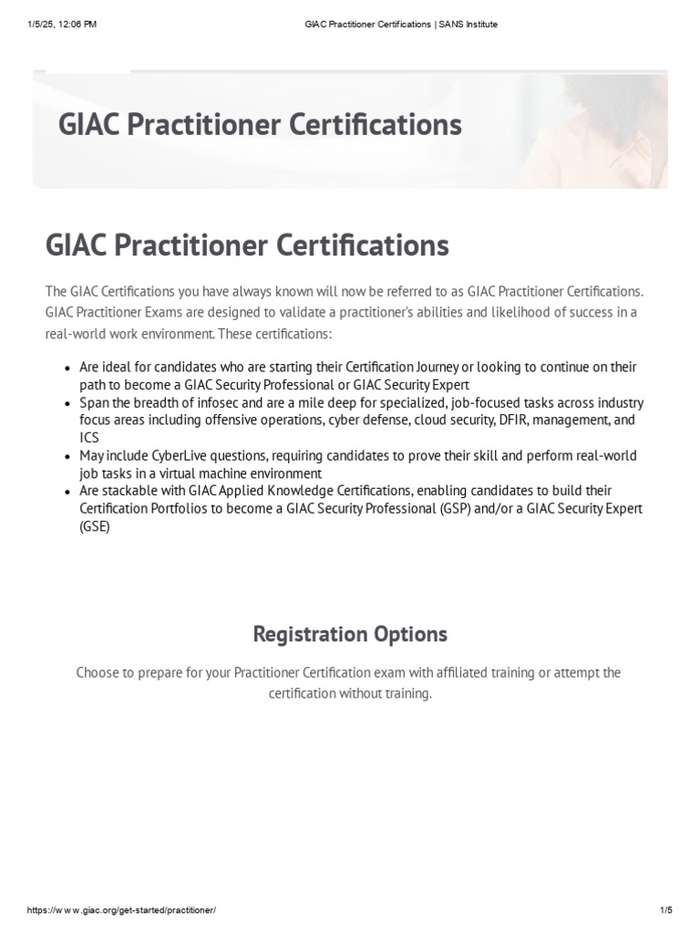 GIAC Practitioner Certifications _ SANS Institute | PDF | Information Technology