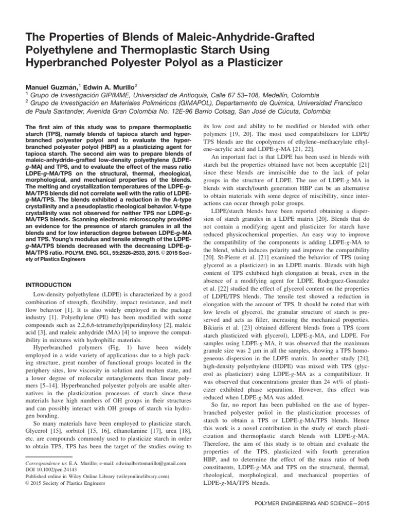 10.1002@pen.24143 | PDF | Differential Scanning Calorimetry | Infrared ...