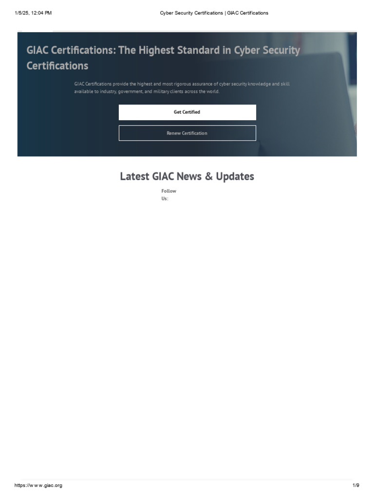 Cyber Security Certifications - GIAC Certifications | PDF | Computer ...
