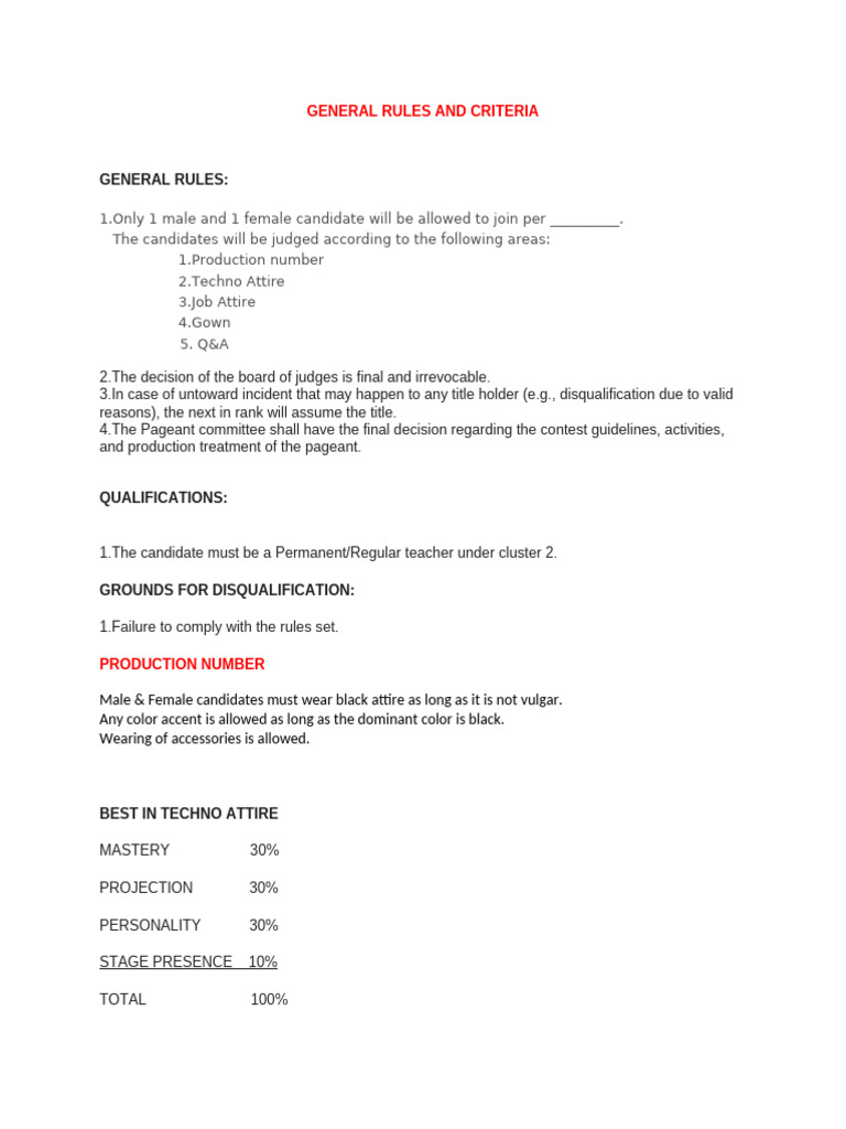 TLE FAIR GUIDELINES | PDF