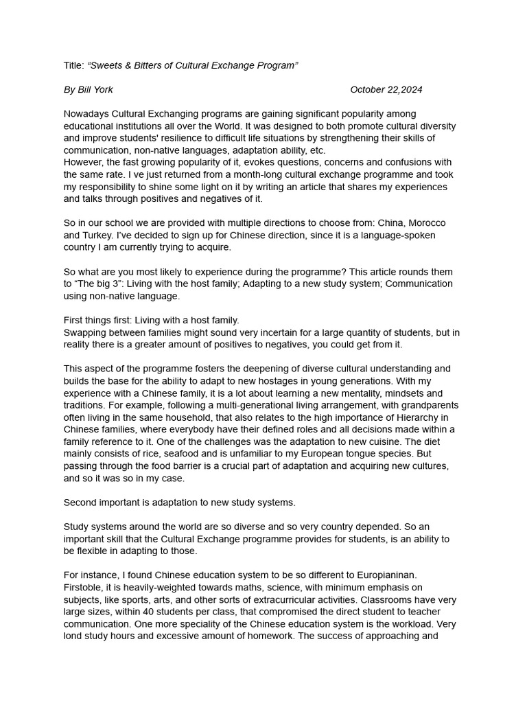 Cultural Exchange Programme | PDF | Mindset | Cognition