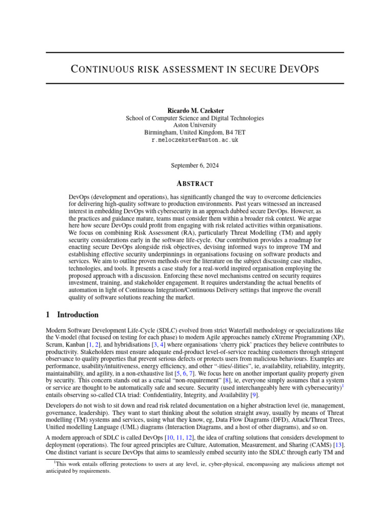 Continuous Risk Assessment in Secure DevOps | PDF | Risk | Computer ...