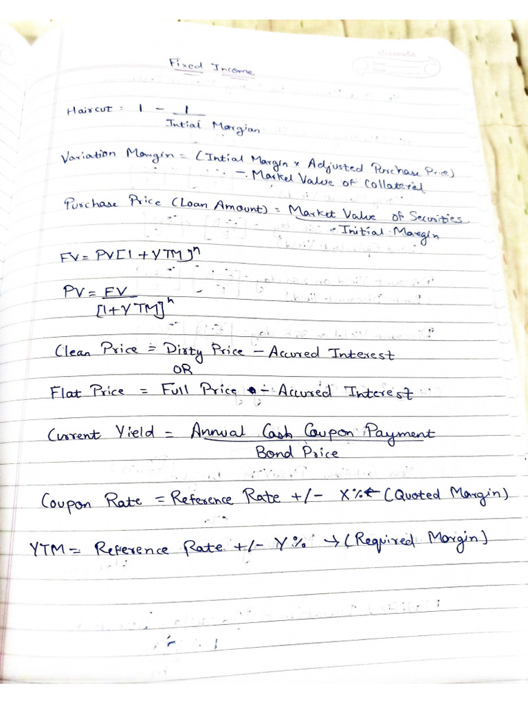 Fixed Income Formula Sheet | PDF