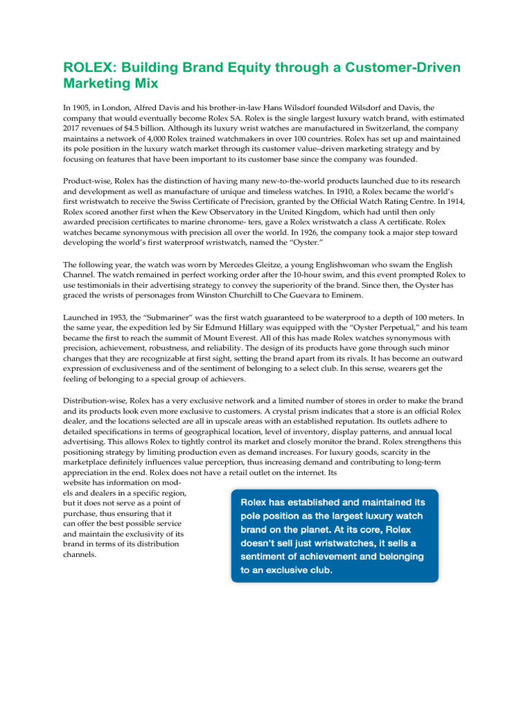 Ch.2 Opening Case-ROLEX | PDF | Marketing | Business Economics