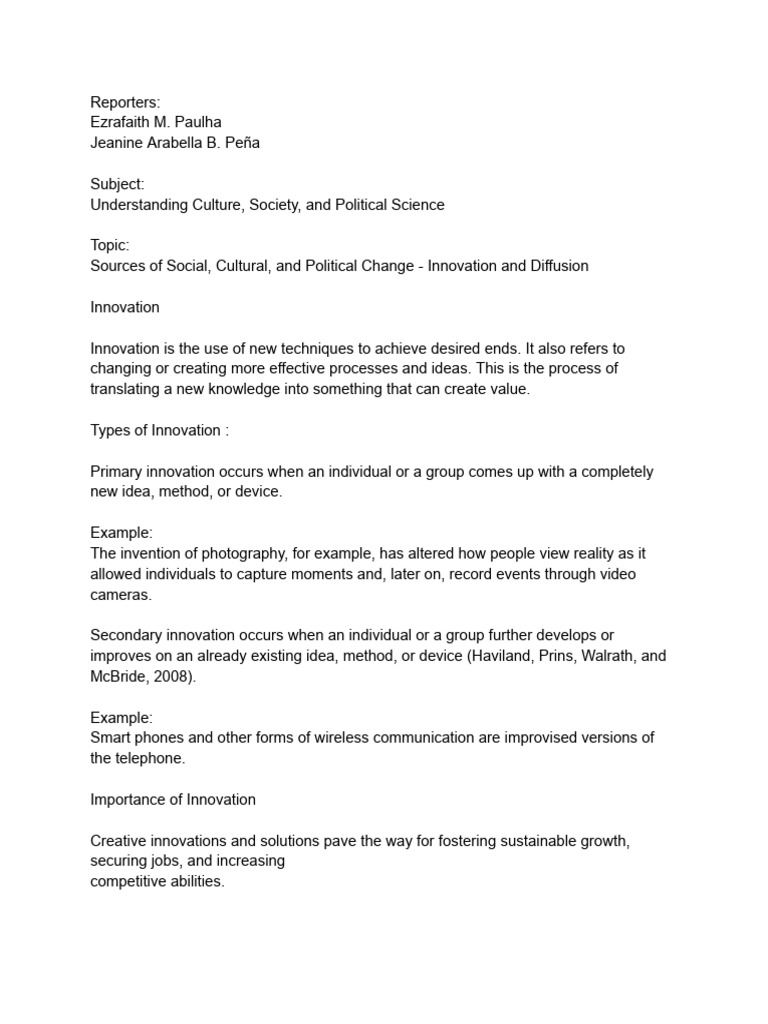 UCSP Report Summary Sheet | PDF | Innovation | Philippines