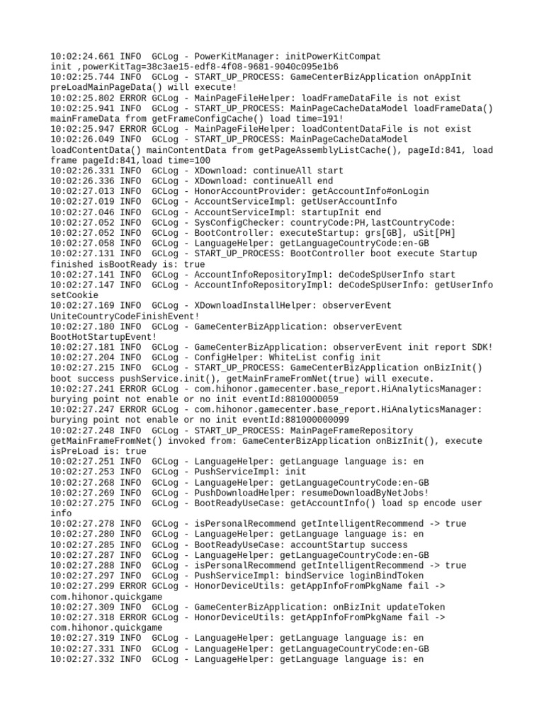 GameCenter Application Startup Logs | PDF | World Wide Web Consortium Standards | Computing