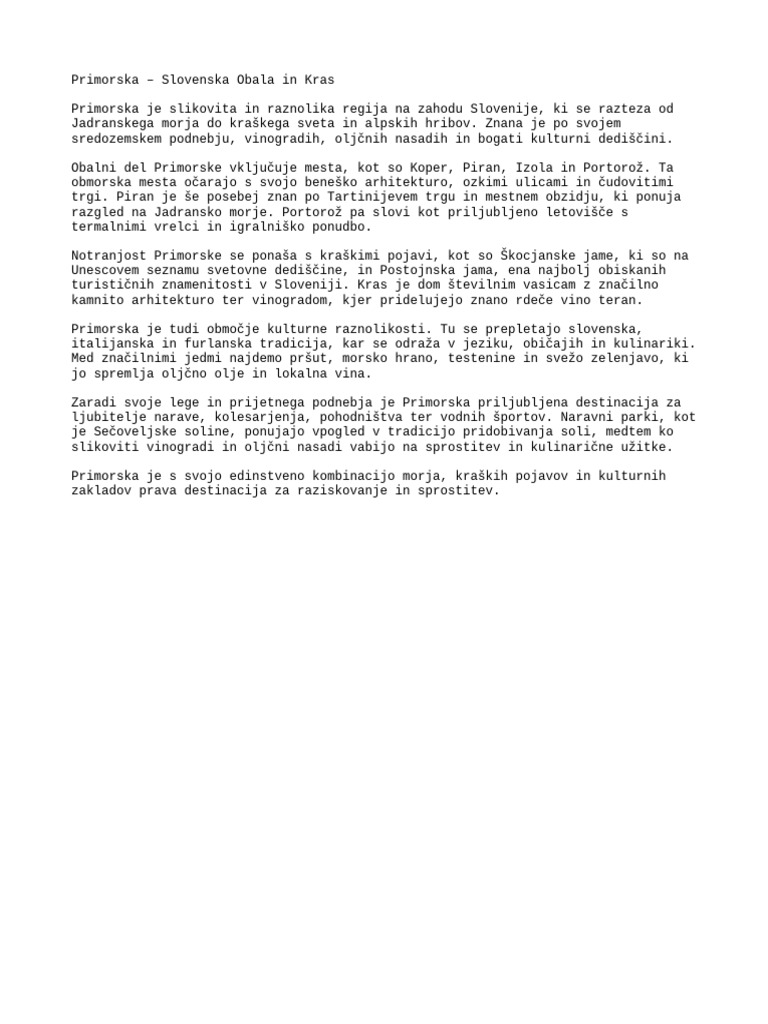 Primorska - Slovenska Obala in Kras | PDF