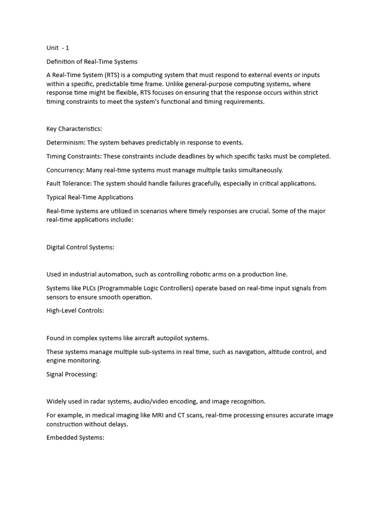 Real Time Systems Notes. | PDF | Real Time Computing | Scheduling ...