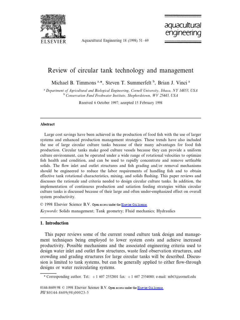 Circular Tank Design for Aquaculture | PDF | Water | Aquaculture