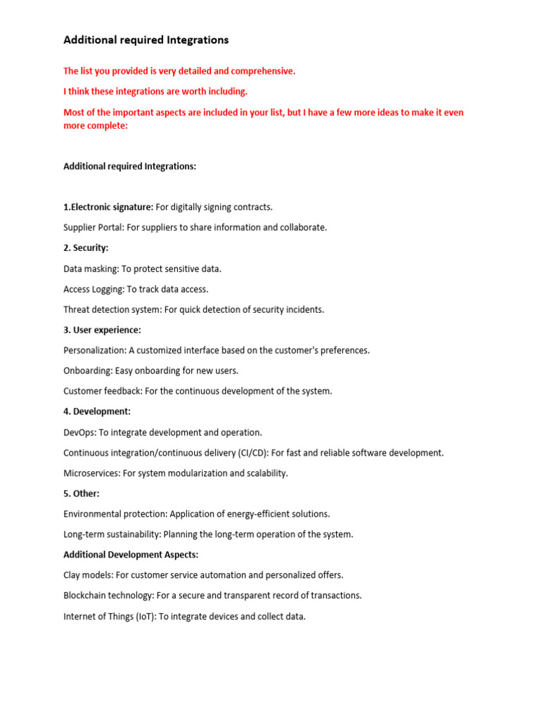 Additional Required Integrations | PDF