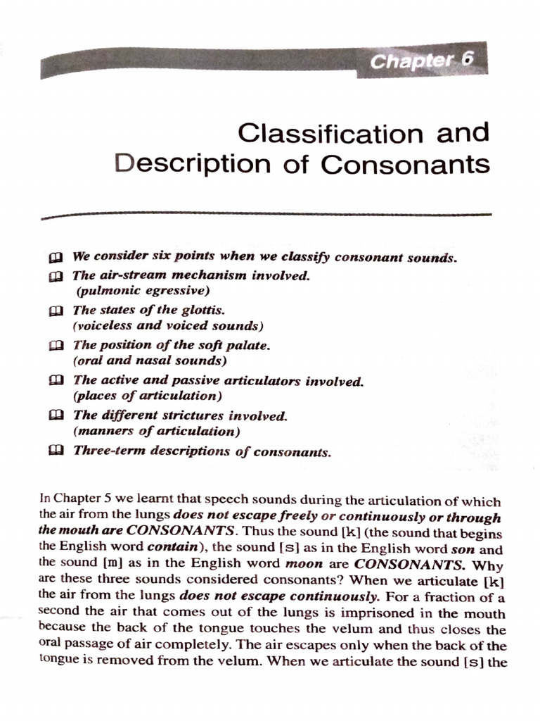 Consonant Classification Guide | PDF | Phonetics | Consonant