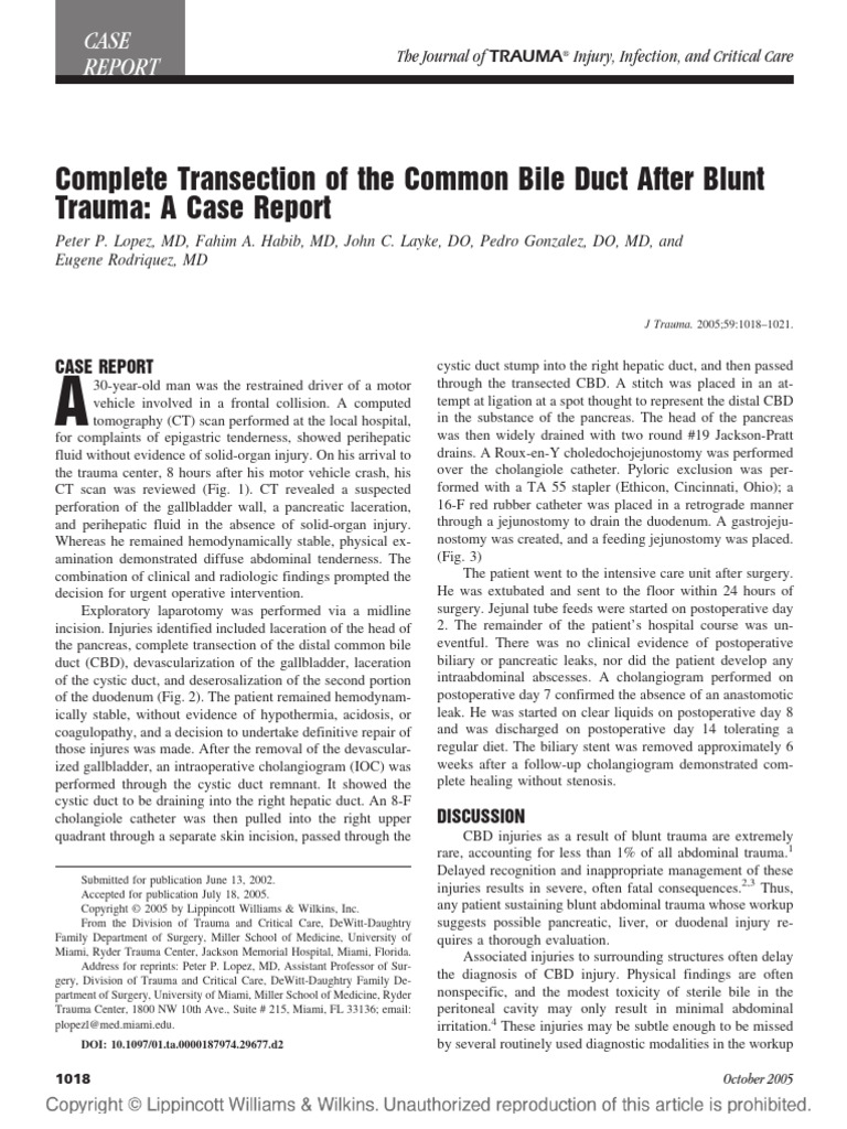 Lopez2005- Complete Transection of the Common Bile Duct After Blunt ...