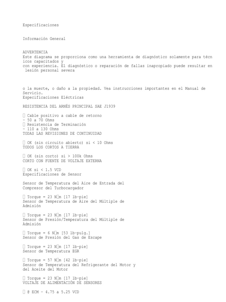 Especificaciones y Códigos de Fallas ECM | PDF