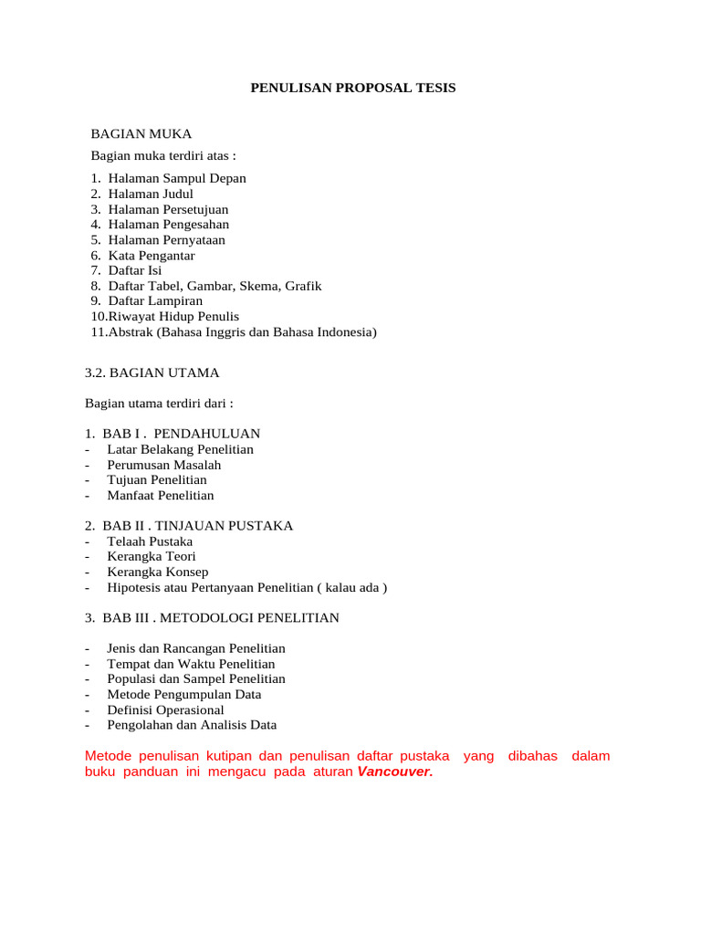 Panduan Penulisan Proposal Tesis | PDF