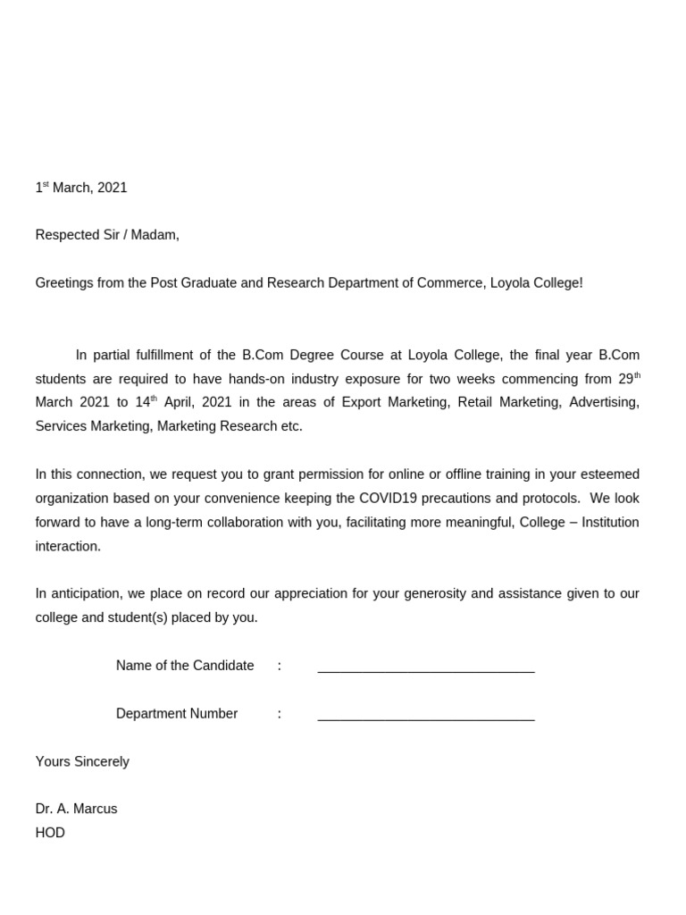 Internship letter | PDF | Private Sector | Marketing