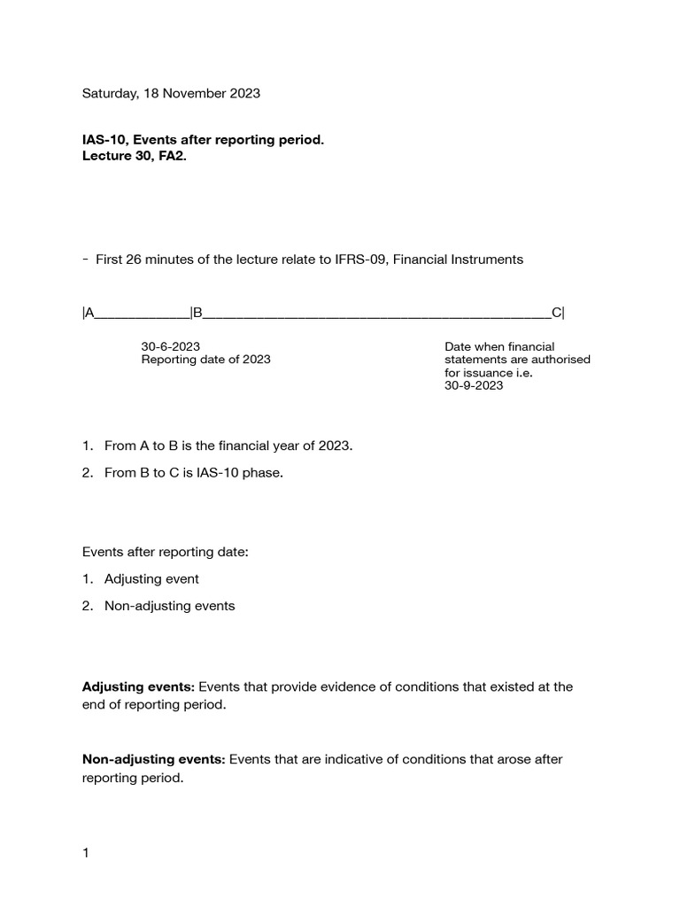 IAS-10, Events After Reporting Period. | PDF | Bankruptcy | Personal ...