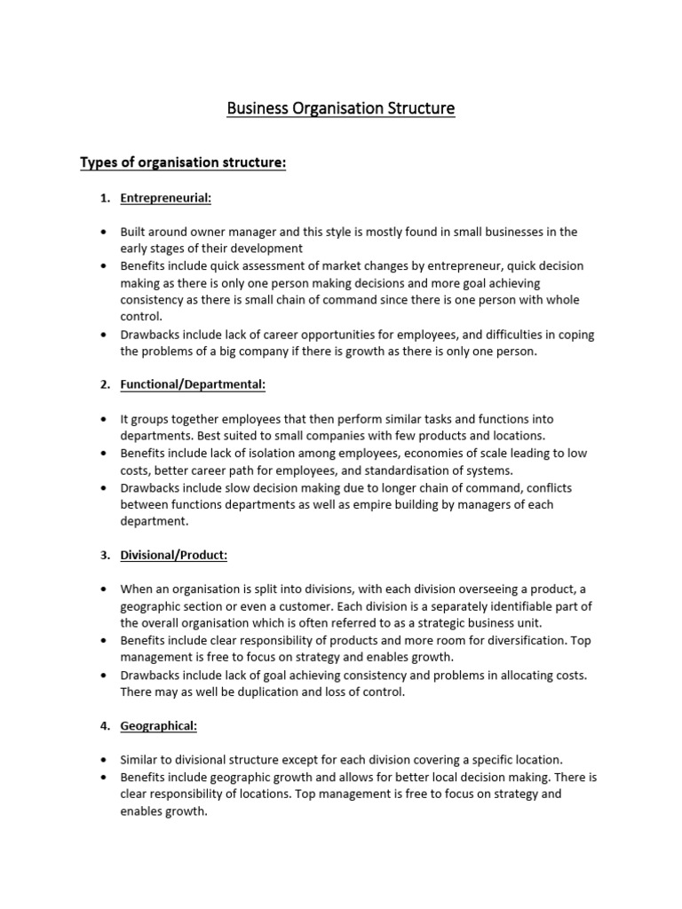 Business Organisation Structure | PDF | Pricing | Marketing