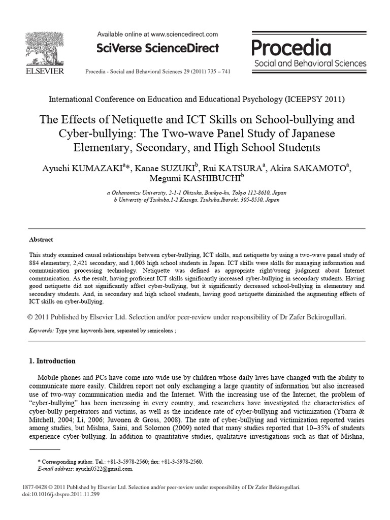 2011-The Effects of Netiquette and ICT Skills On School-Bullying and ...