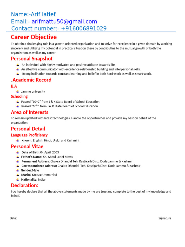 Arif Resume | PDF
