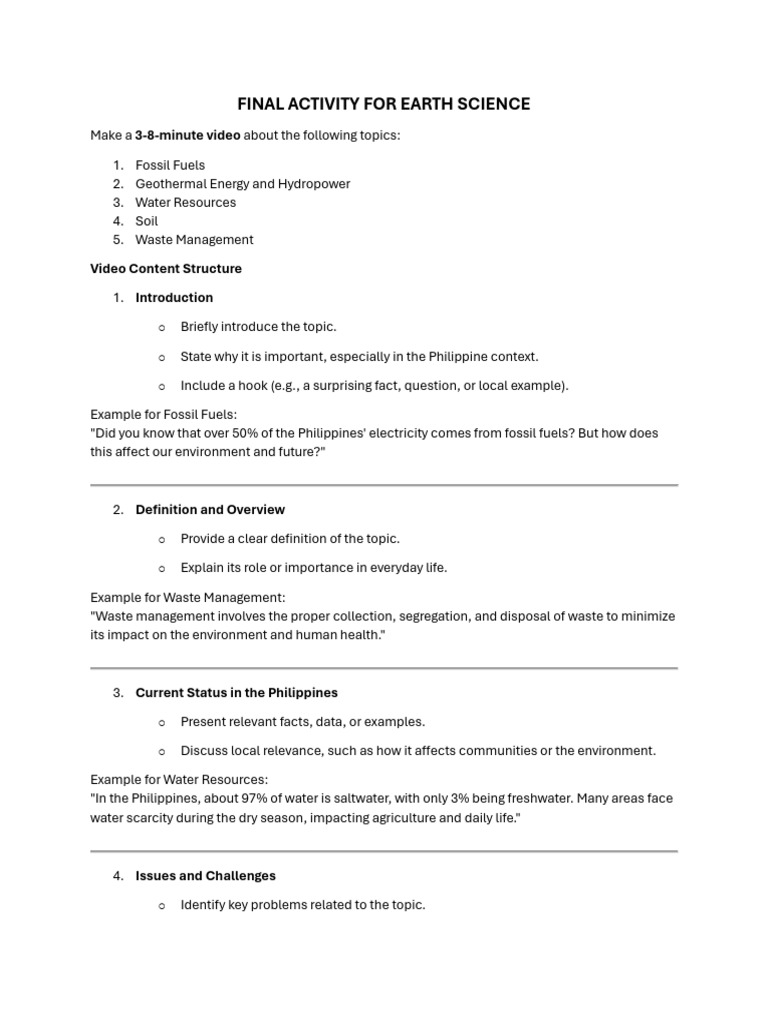 Final Activity For Earth Science | PDF | Waste Management | Energy ...