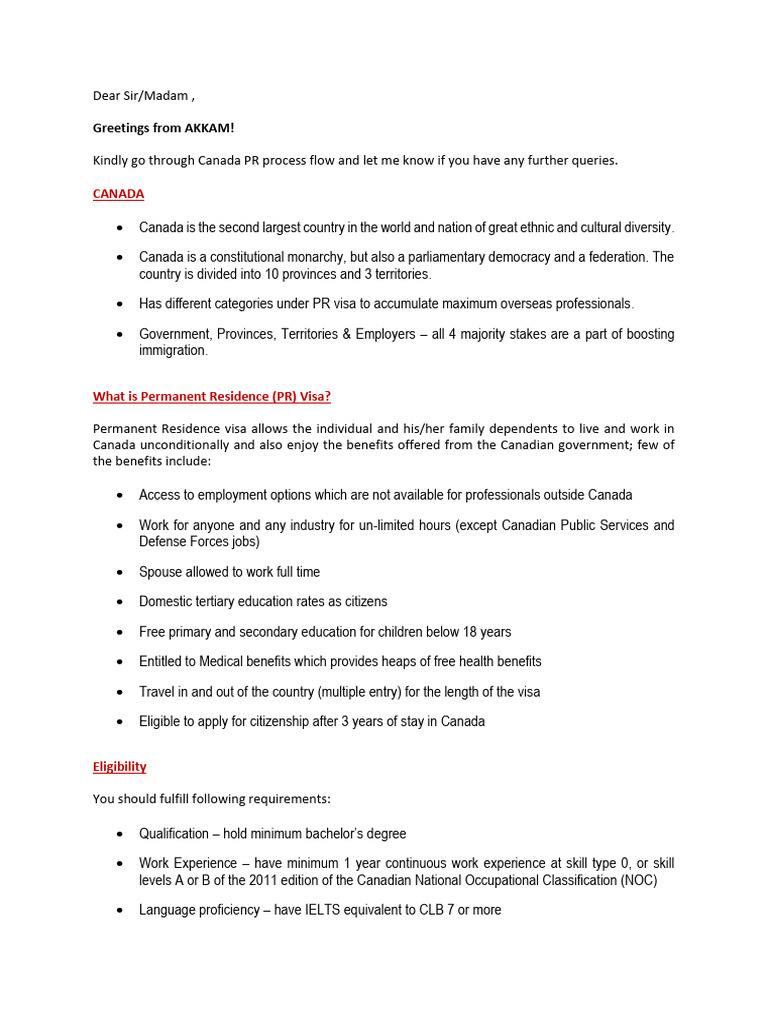 Canada PR process flow | PDF | Canada | Cultural Globalization