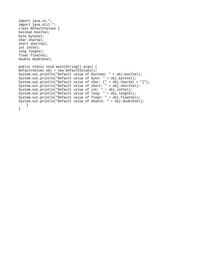 Java Default Data Types | PDF