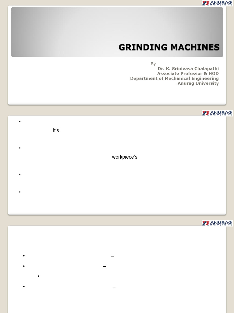 Grinding Machines PPT by DR KSC | PDF | Grinding (Abrasive Cutting) | Metalworking