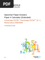Cambridge IGCSE 0580 Mathematics Specimen Mark Scheme 2 For Examination From 2025 | PDF