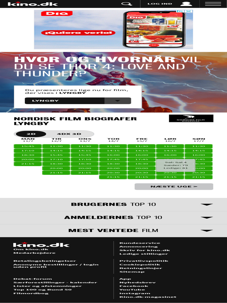 Vælg Biograf Og Spilletid Kino - DK | PDF