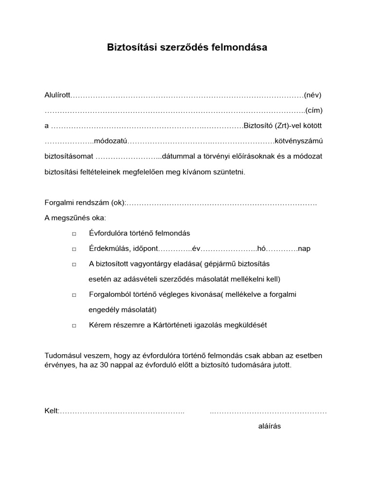 Felmondo Nyilatkozat | PDF