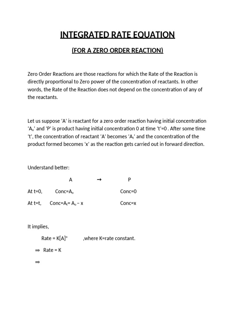 Integrated Rate Equation | PDF