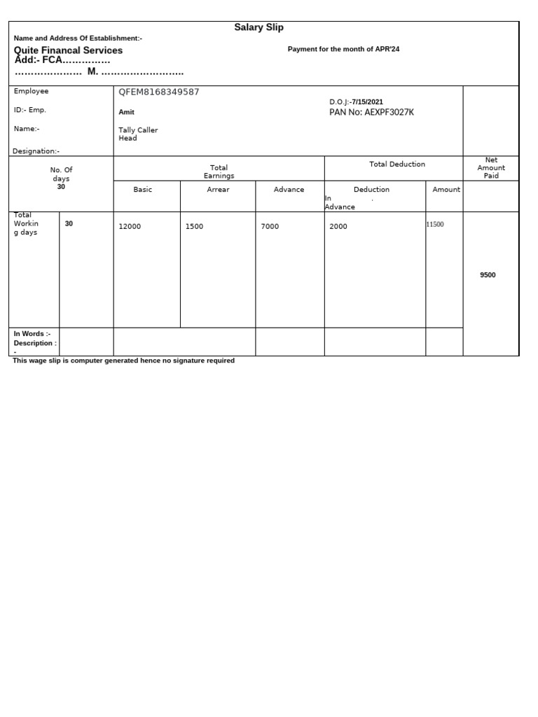 Salary Slip | PDF