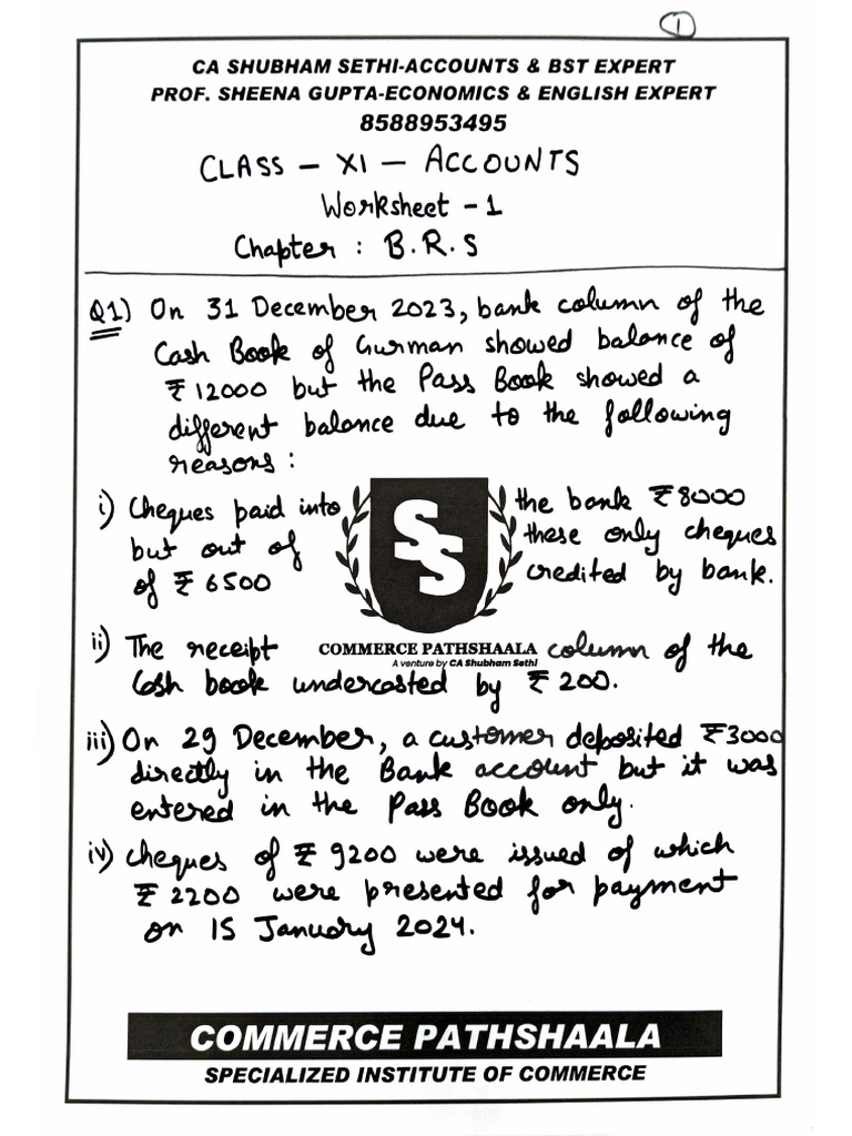 BRS worksheet 1 | PDF