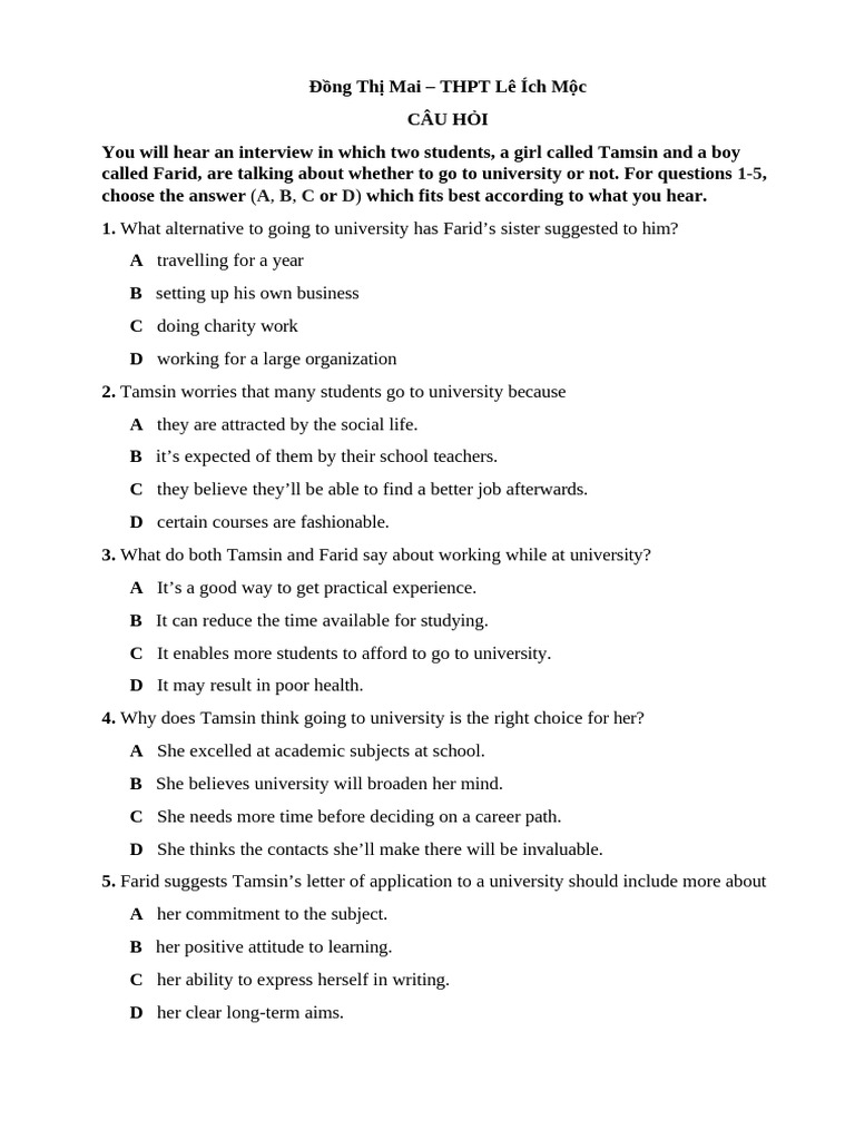 Tienganh - Phan1 - Cau1 - 1-Đã G P | PDF | Memory | Preadolescence