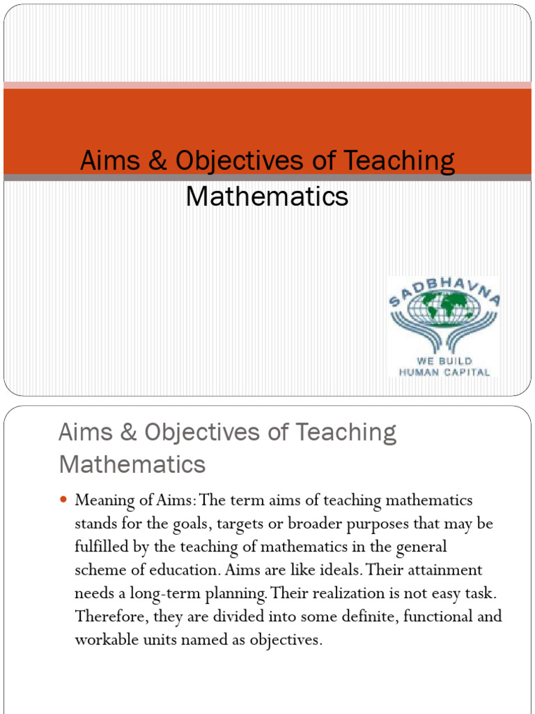 aims and objectives of teaching mathematics | PDF | Mathematics | Knowledge