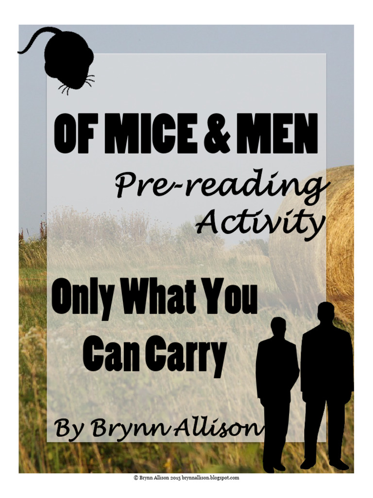 Of Mice and Menby John Steinbeck Prereading Bindle Activity | PDF