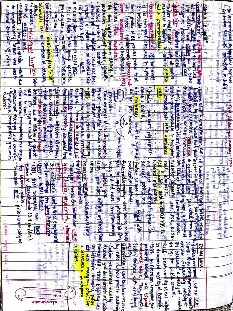 Complete Biotechnology Unit Bio Short Notes Ncert | PDF