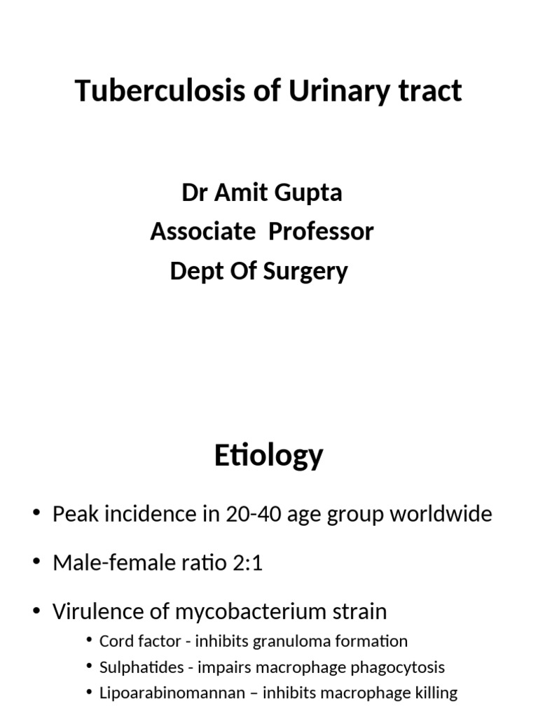 Tuberculosis of the Urinary Tract Overview | PDF | Mycobacterium ...